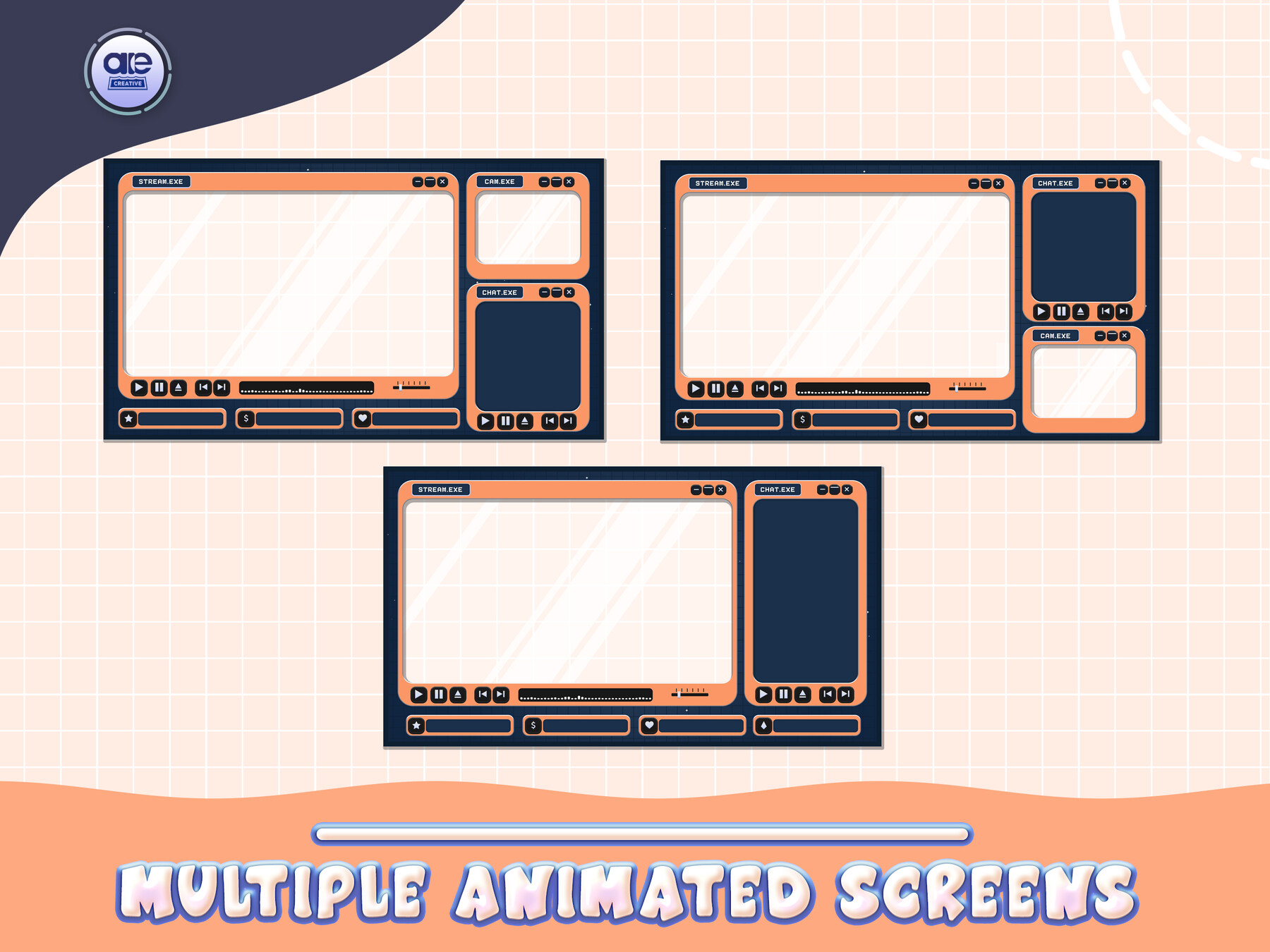 ArtStation - Animated Stream Overlay Package Pink Peach Aesthetic ...