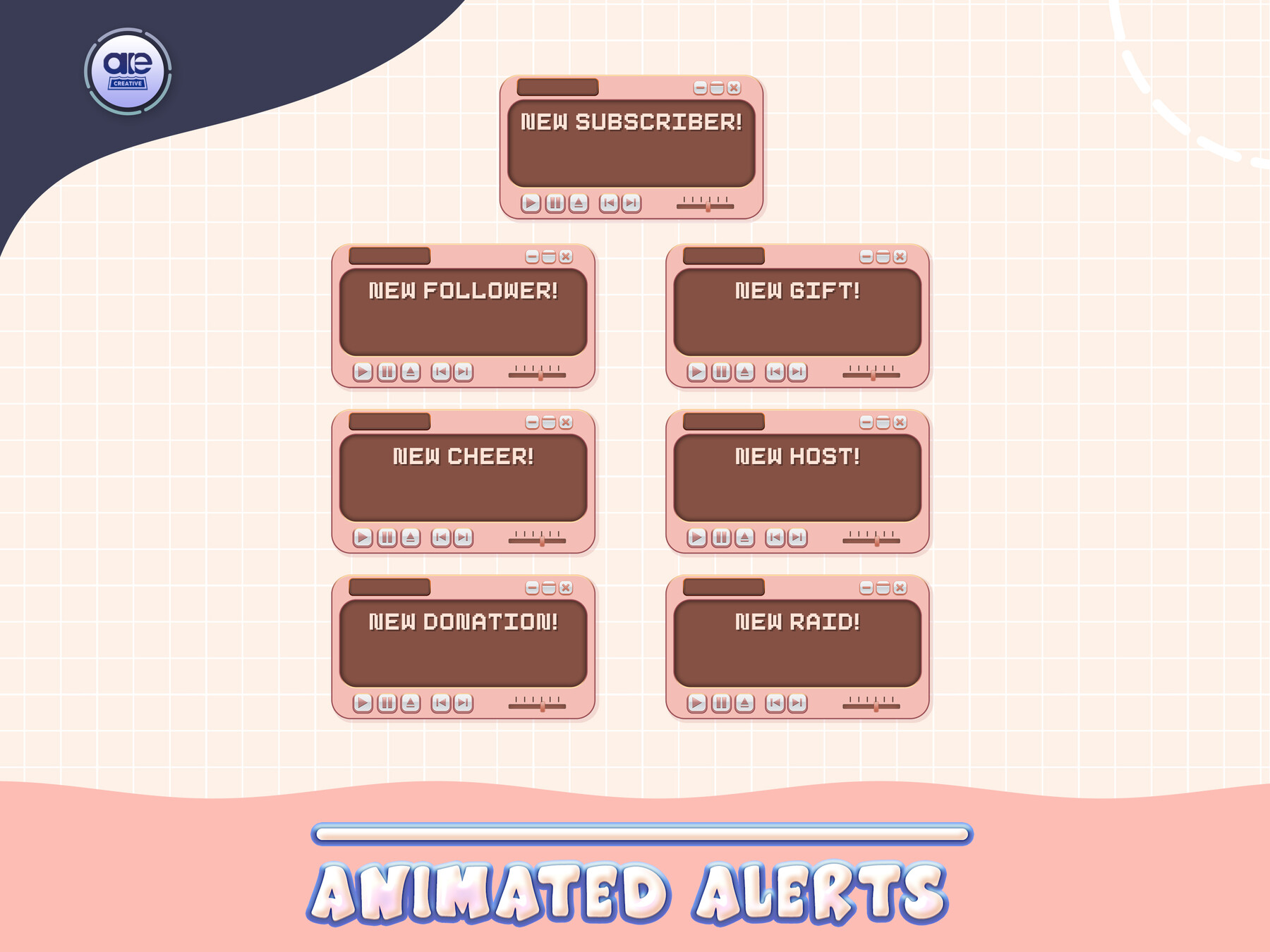 ArtStation - Animated Stream Package Brown, kawaii stream pack ...