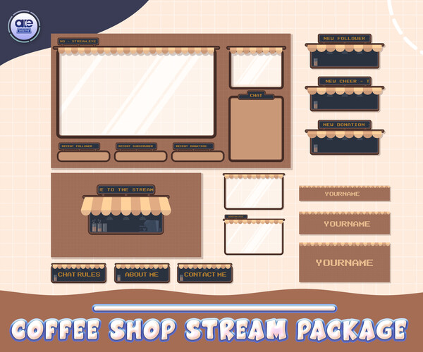 ArtStation - Coffee Animated Stream Package Overlay Café Shop, Clean ...
