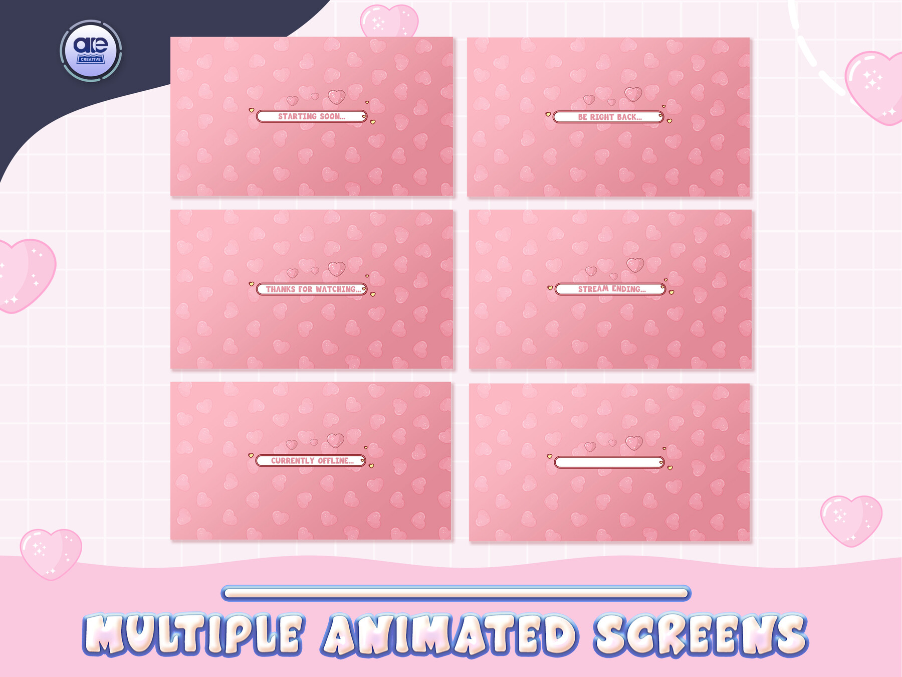 ArtStation - Animated Stream Package Overlay Pink Heart , Pink Stream ...