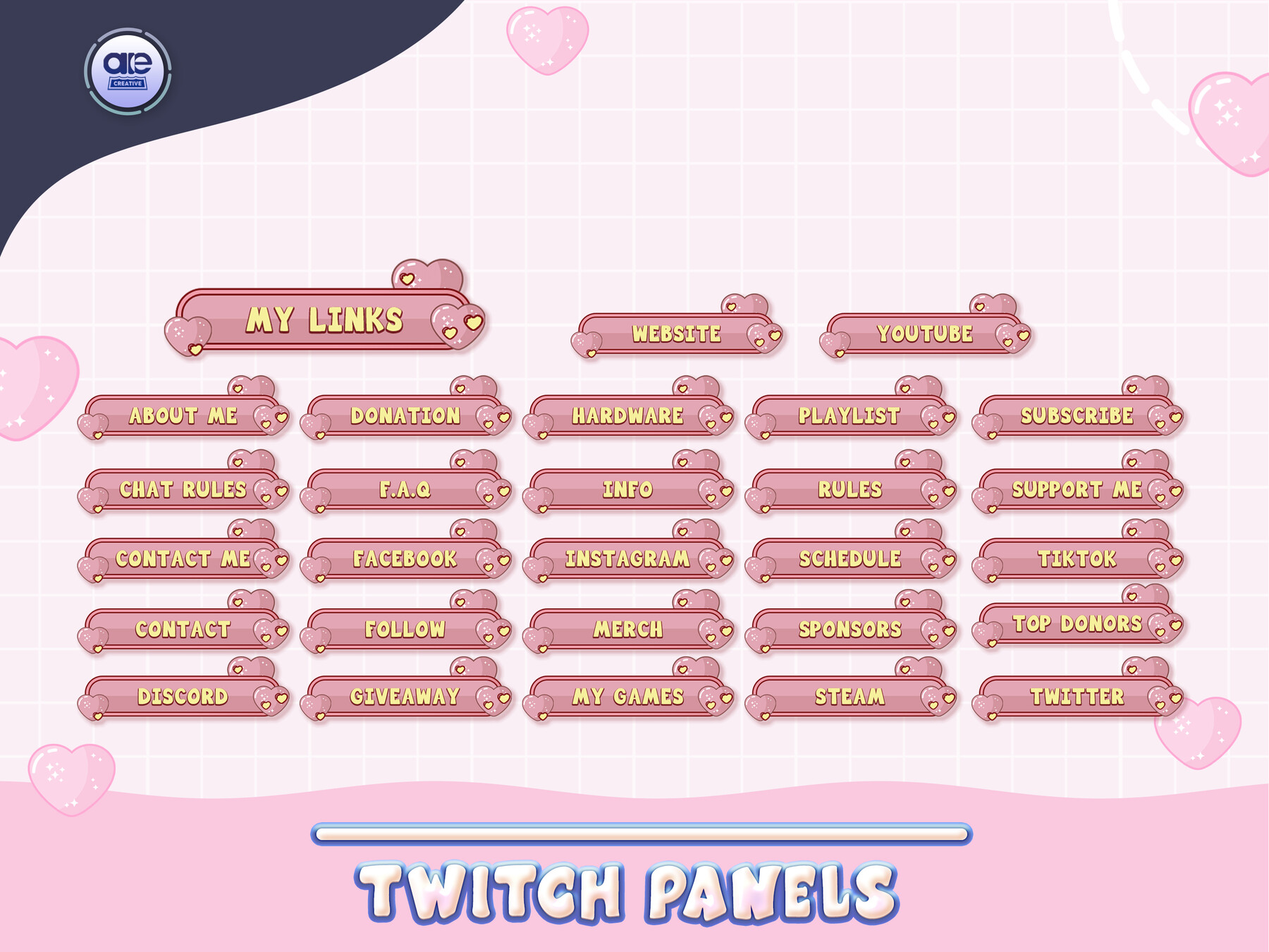 ArtStation - Animated Stream Package Overlay Pink Heart , Pink Stream ...