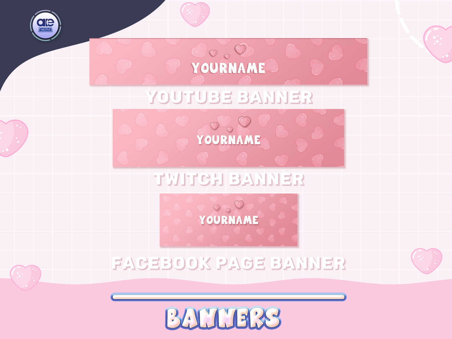 ArtStation - Animated Stream Package Overlay Pink Heart , Pink Stream ...