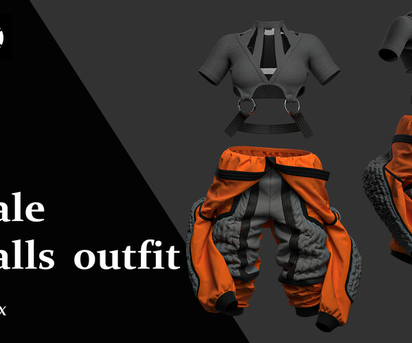 ArtStation - Female overalls outfit / Marvelous Designer/Clo3D project ...