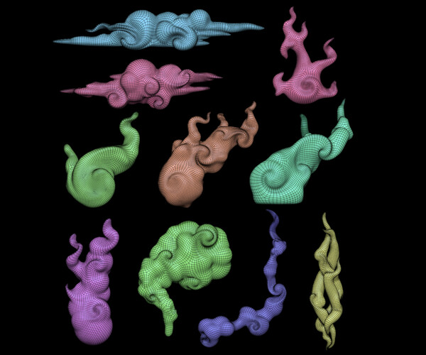 ArtStation - smoke / mist / clouds stylized pack1 IMM brush and .obj ...