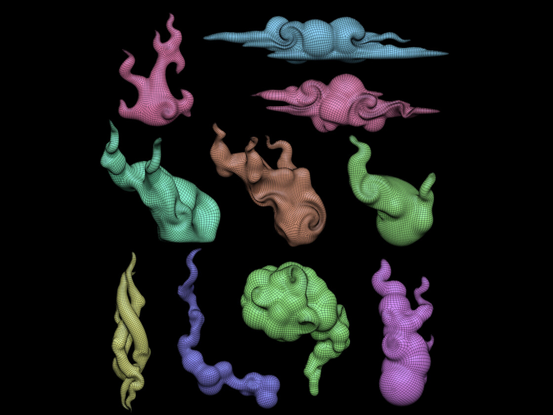 ArtStation - smoke / mist / clouds stylized pack1 IMM brush and .obj ...