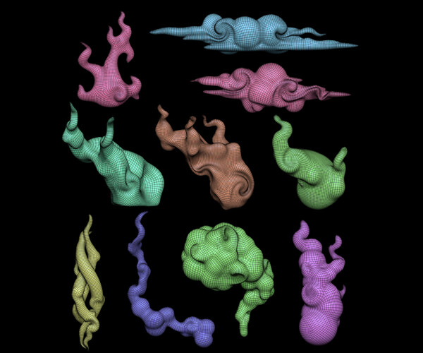ArtStation - smoke / mist / clouds stylized pack1 IMM brush and .obj ...