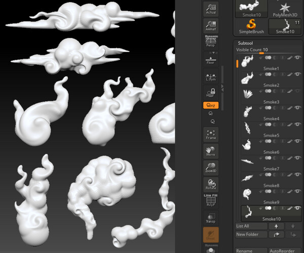 ArtStation - smoke / mist / clouds stylized pack1 IMM brush and .obj ...