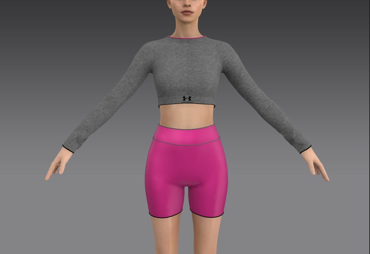 ArtStation - Female workout outfit longsleeve and shorts | Game Assets