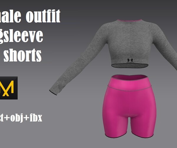 ArtStation - Female workout outfit longsleeve and shorts | Game Assets