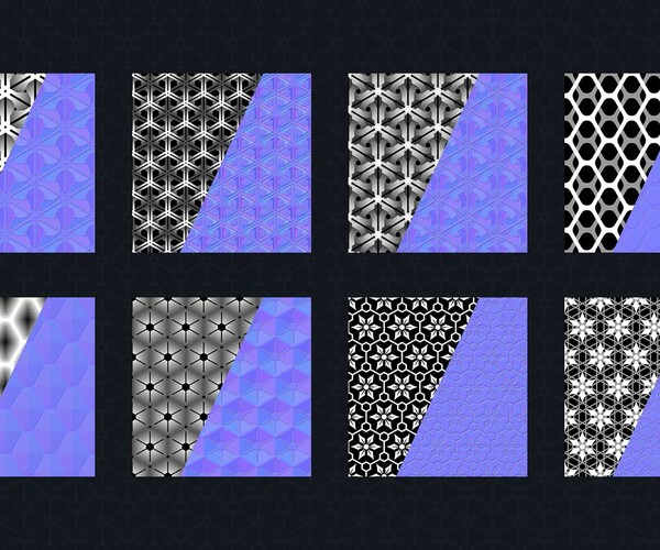 ArtStation - 50 Tileable Displacement Hex Patterns Vol.2 | Brushes