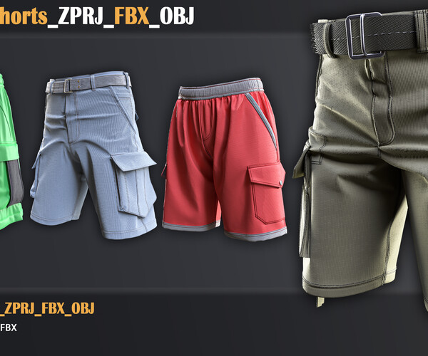 ArtStation - 4 Men's shorts_ZPRJ_FBX_OBJ | Game Assets