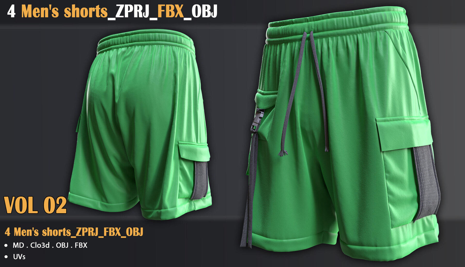 ArtStation - 4 Men's shorts_ZPRJ_FBX_OBJ | Game Assets