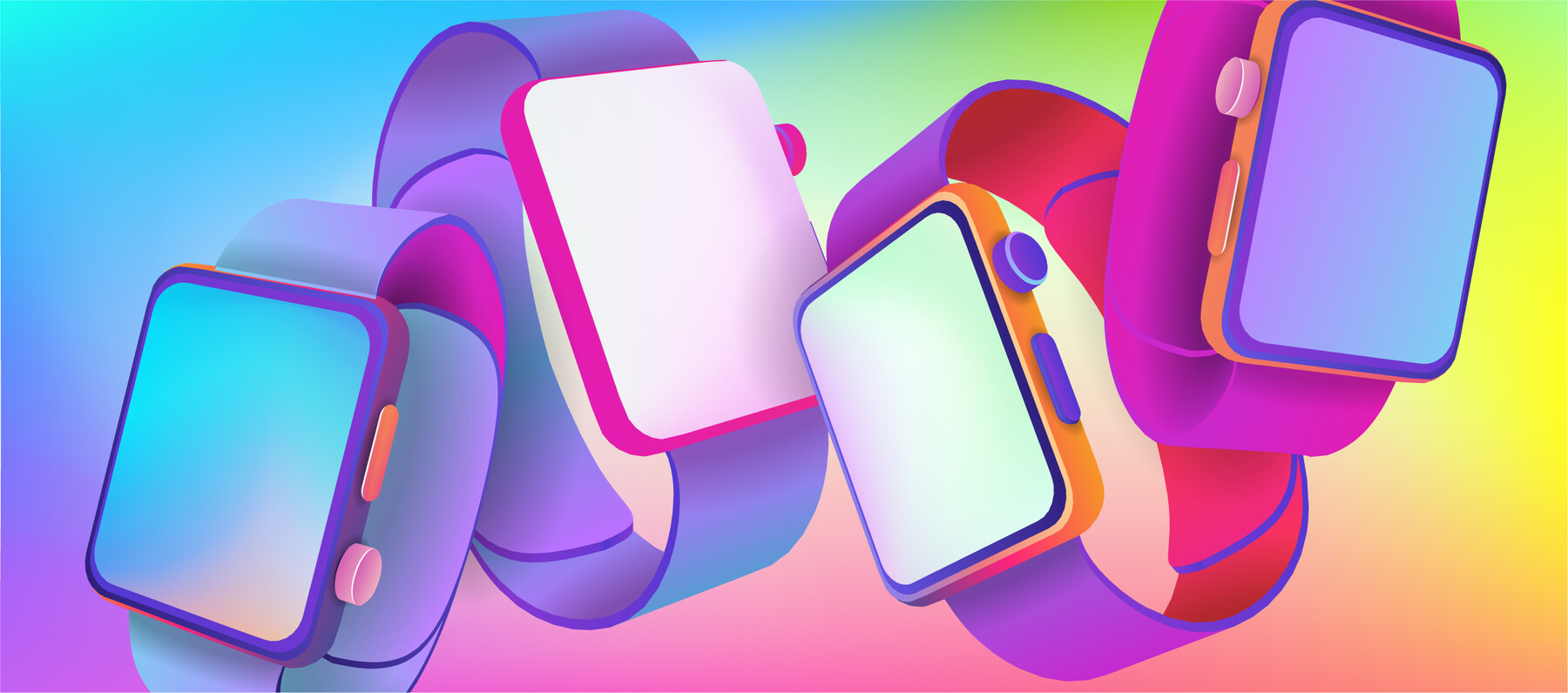 ArtStation - Four pairs of smart watches on a bright colored background ...