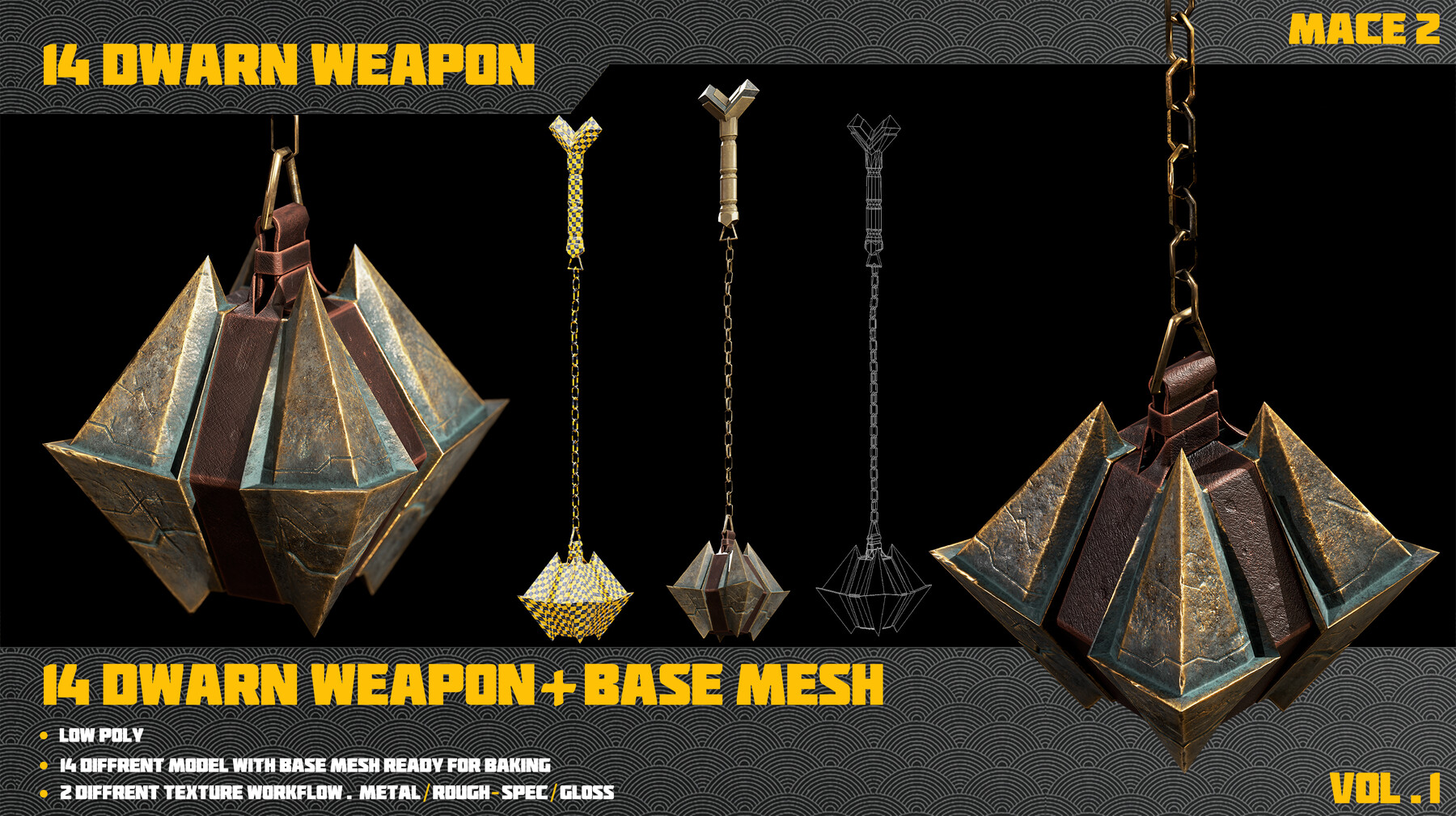 ArtStation - 14 Dwarn weapon + Base Mesh (Game ready) | Game Assets