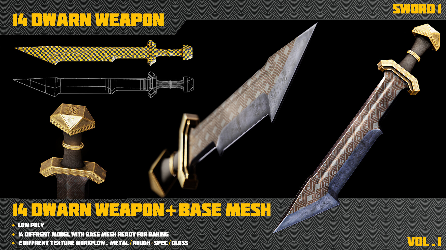 ArtStation - 14 Dwarn weapon + Base Mesh (Game ready) | Game Assets
