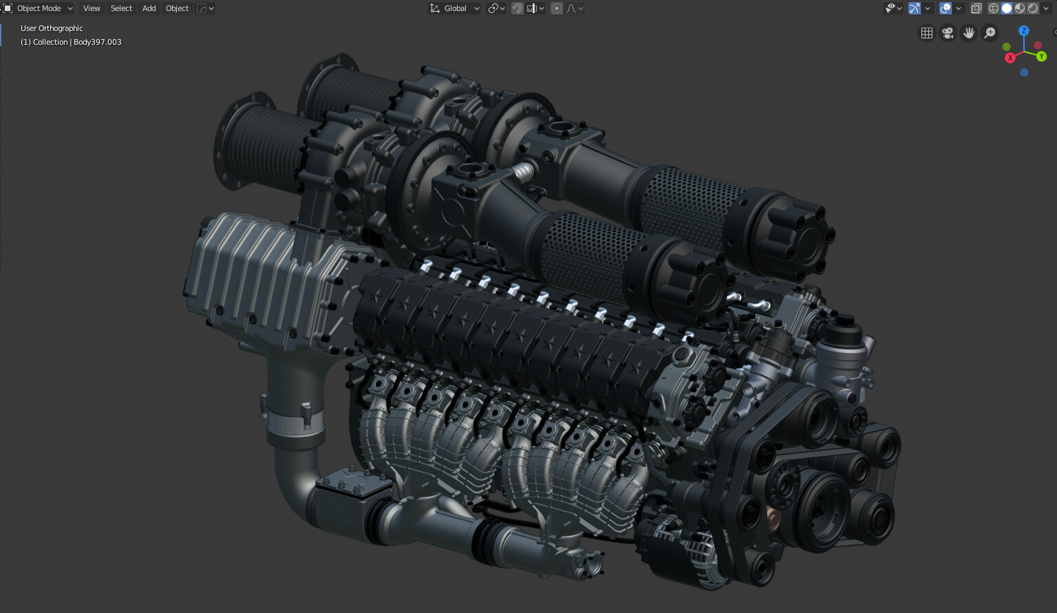 ArtStation - 20 cylinder diesel engine | Resources
