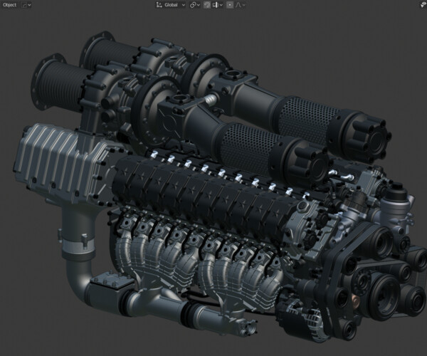 ArtStation - 20 cylinder diesel engine | Resources
