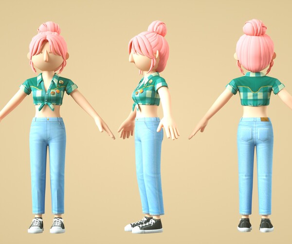 ArtStation - C4D Cartoon girl | Resources