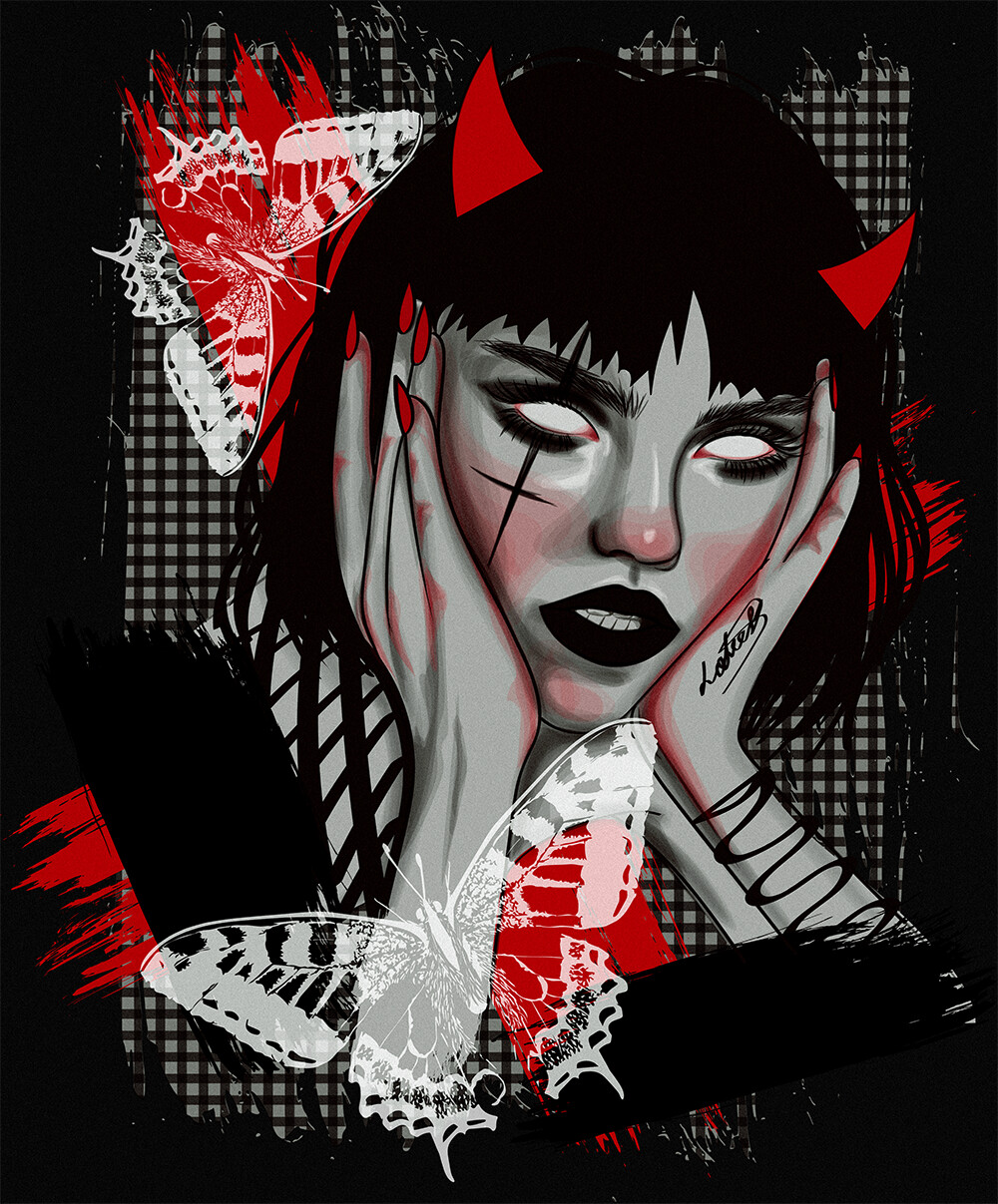 ArtStation - Demon girl stylized portrait / dark art / Gothic girl ...