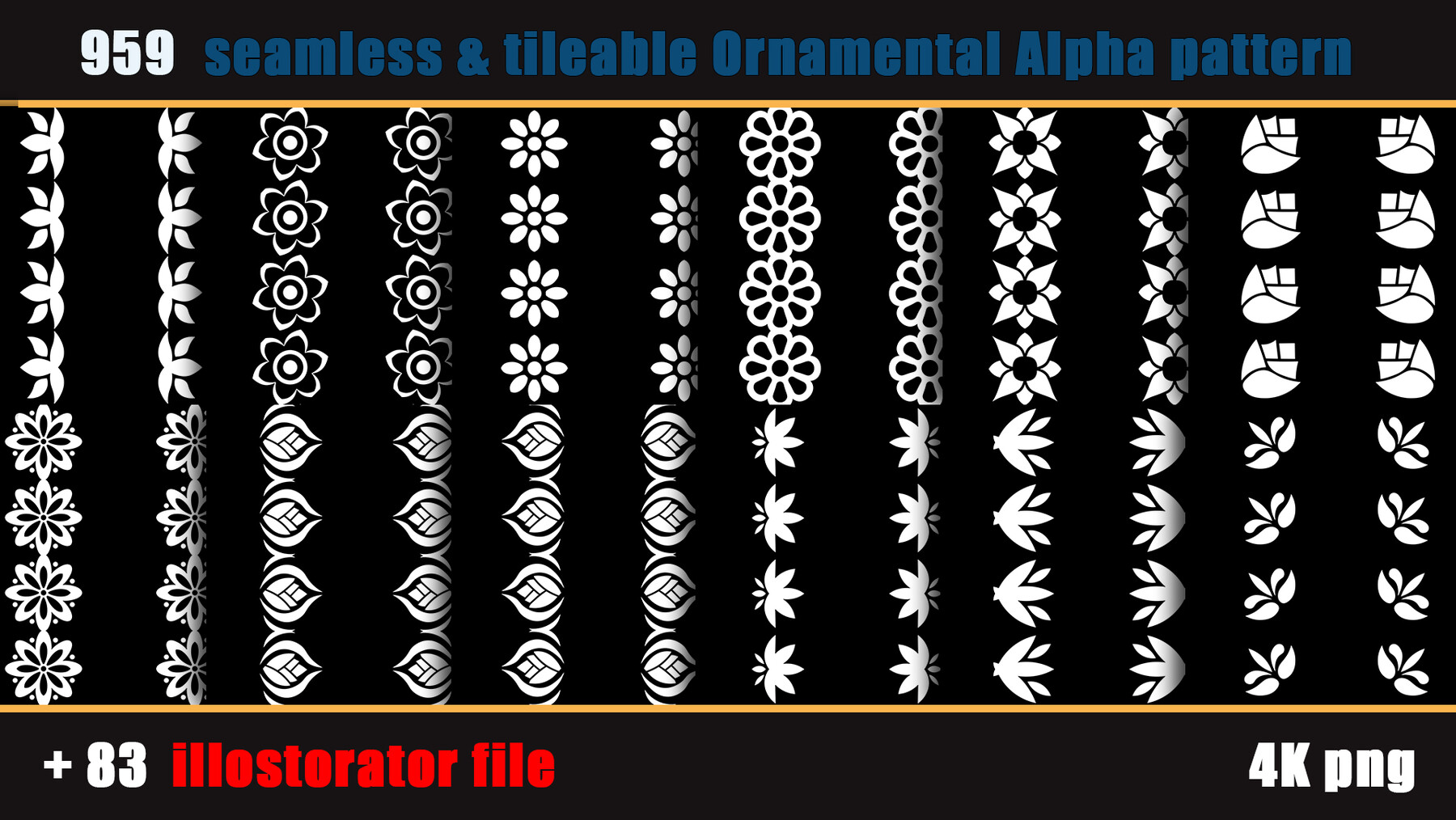 ArtStation - 959 seamless and tileable Ornamental Alpha patterns + 83 ...