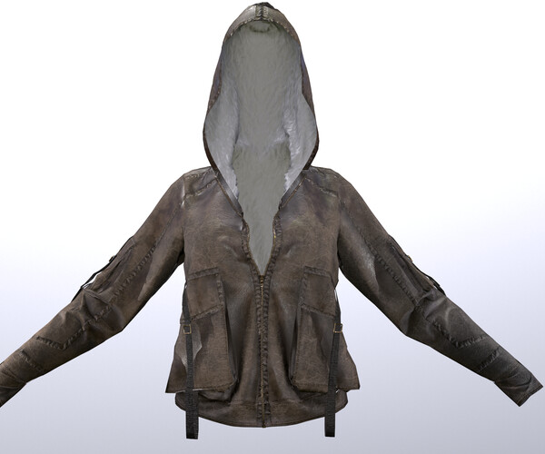 ArtStation - Hooded Leather Jacket 1 Low-poly 3D model | Game Assets