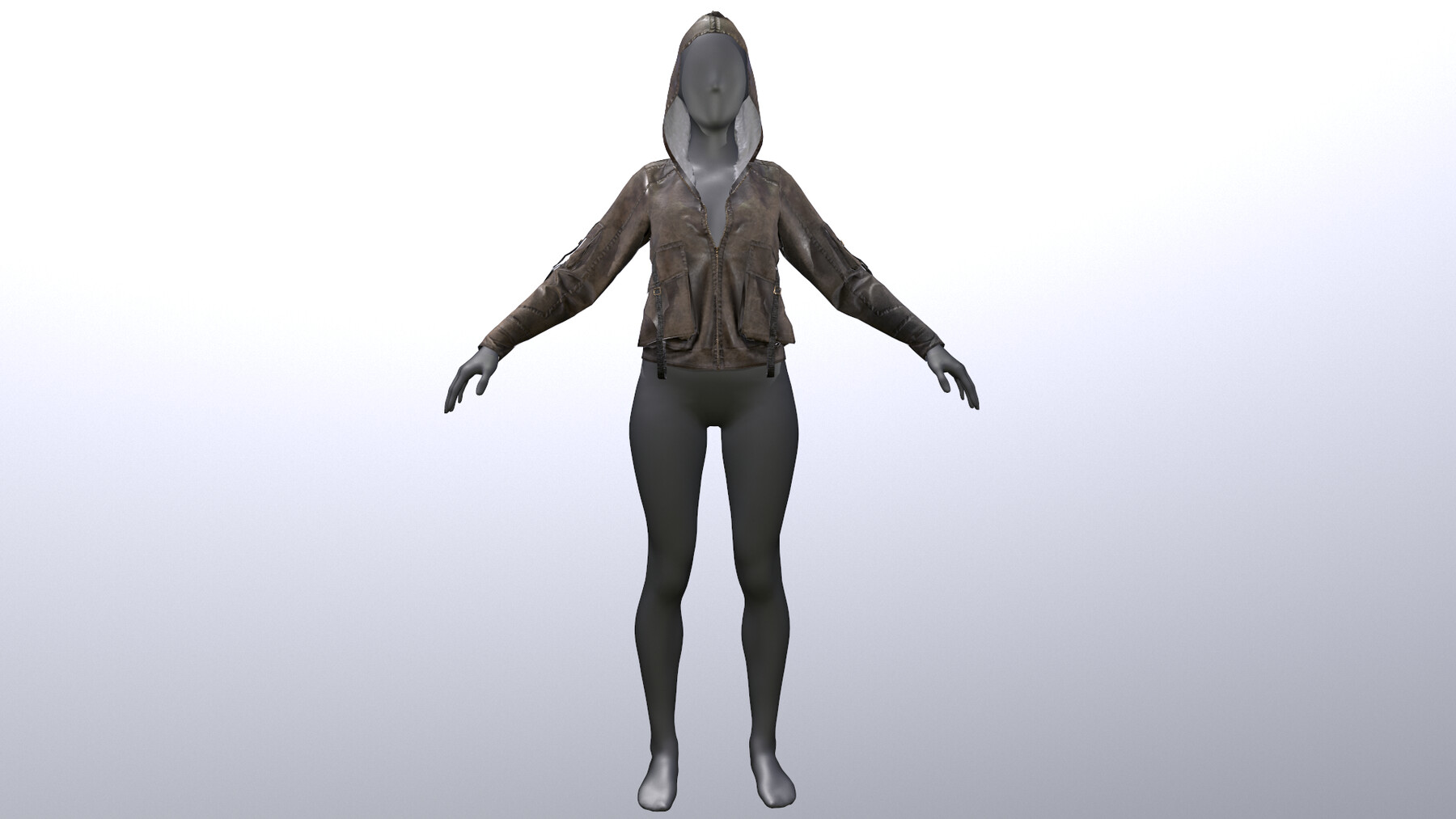 ArtStation - Hooded Leather Jacket 1 Low-poly 3D model | Game Assets