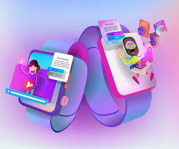ArtStation - Cartoon interface on smart watch screens | Artworks