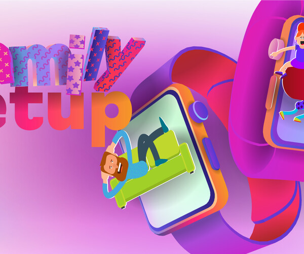 ArtStation - Two pairs of colored smart watches and an interface with ...