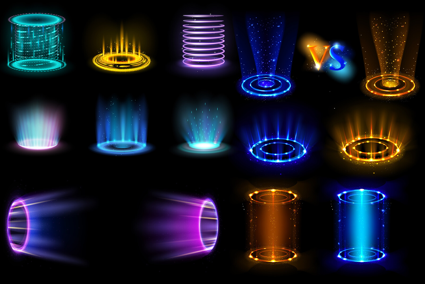 ArtStation - 60 Lights Circle Overlays, Neon glowing swirls, Golden ...