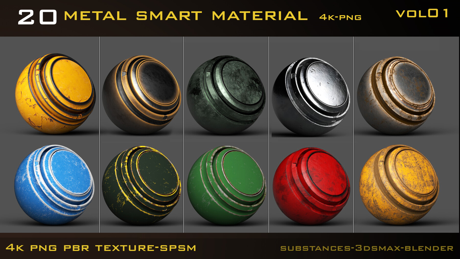 ArtStation - 20 METAL SMART MATERIAL-4K PNG PBR TEXTURES-SPSM-VOL01 ...
