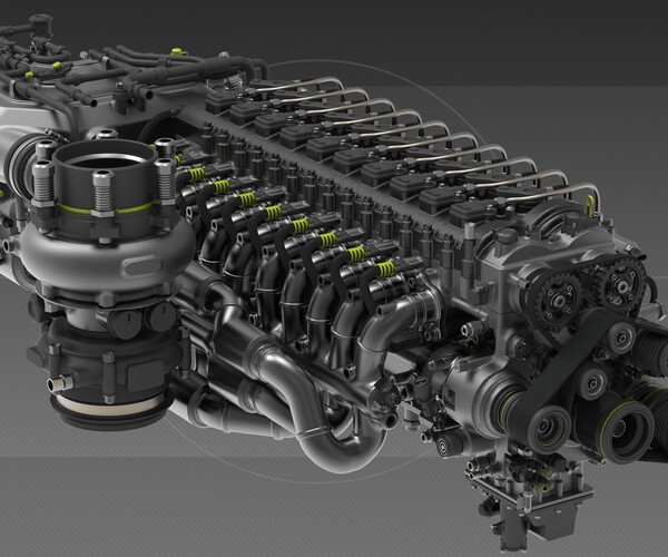ArtStation - Colossus 10 cylinder diesel engine | Resources