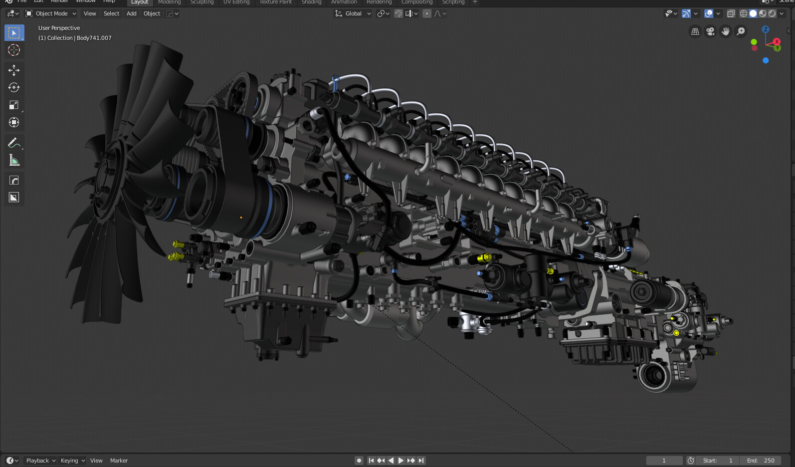 ArtStation - Colossus 10 cylinder diesel engine | Resources