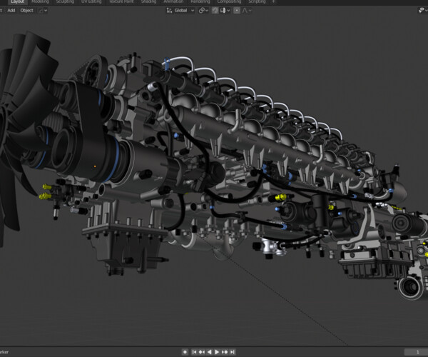 ArtStation - Colossus 10 cylinder diesel engine | Resources