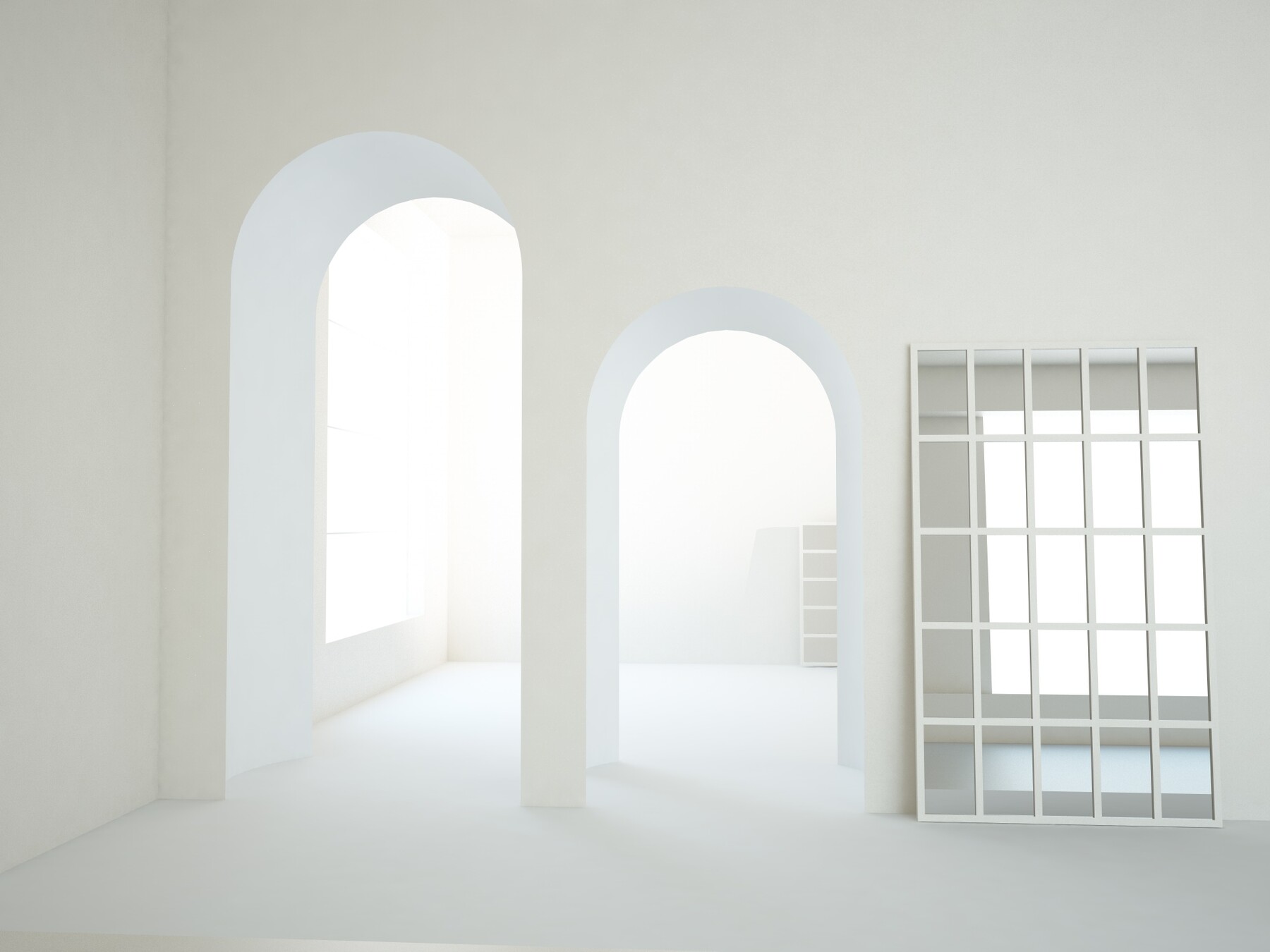 ArtStation - Modern spacious room with arch wall and mirror | Resources