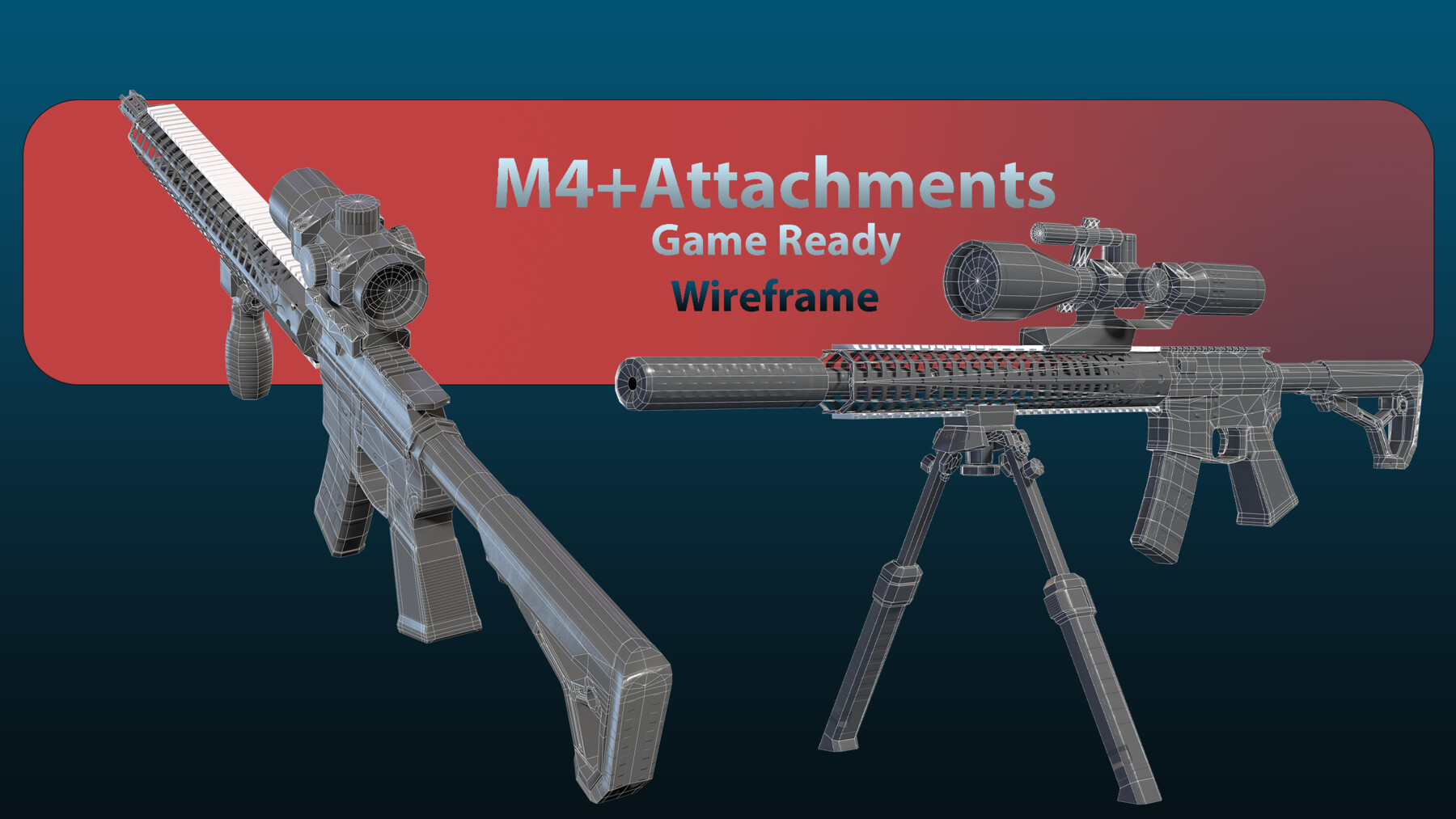 ArtStation - M4 + 17 Attachments + 15 Skins Low-poly 3D model Vol-00 ...