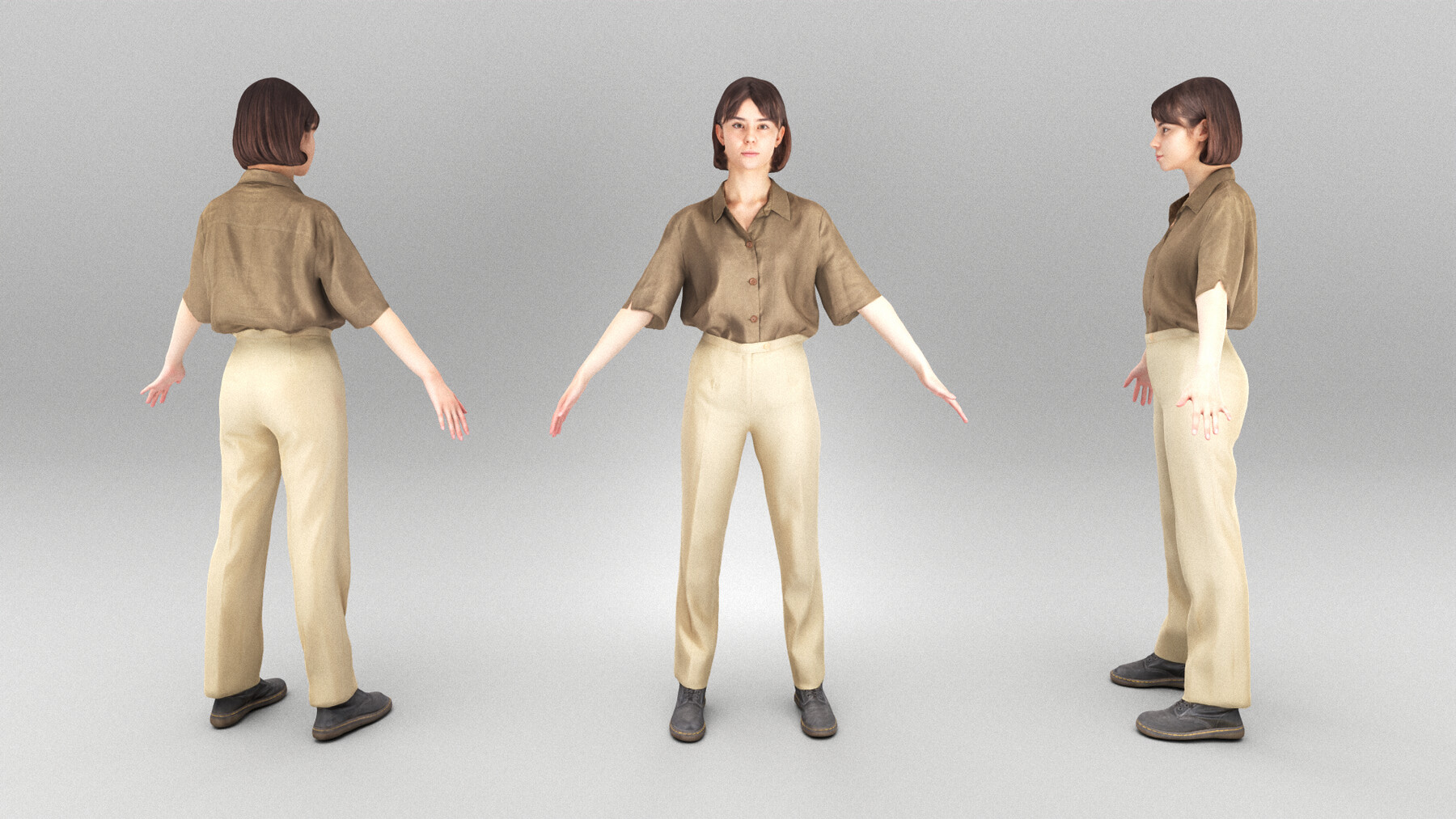 ArtStation - Beautiful woman in brown shirt ready for animation 336 ...