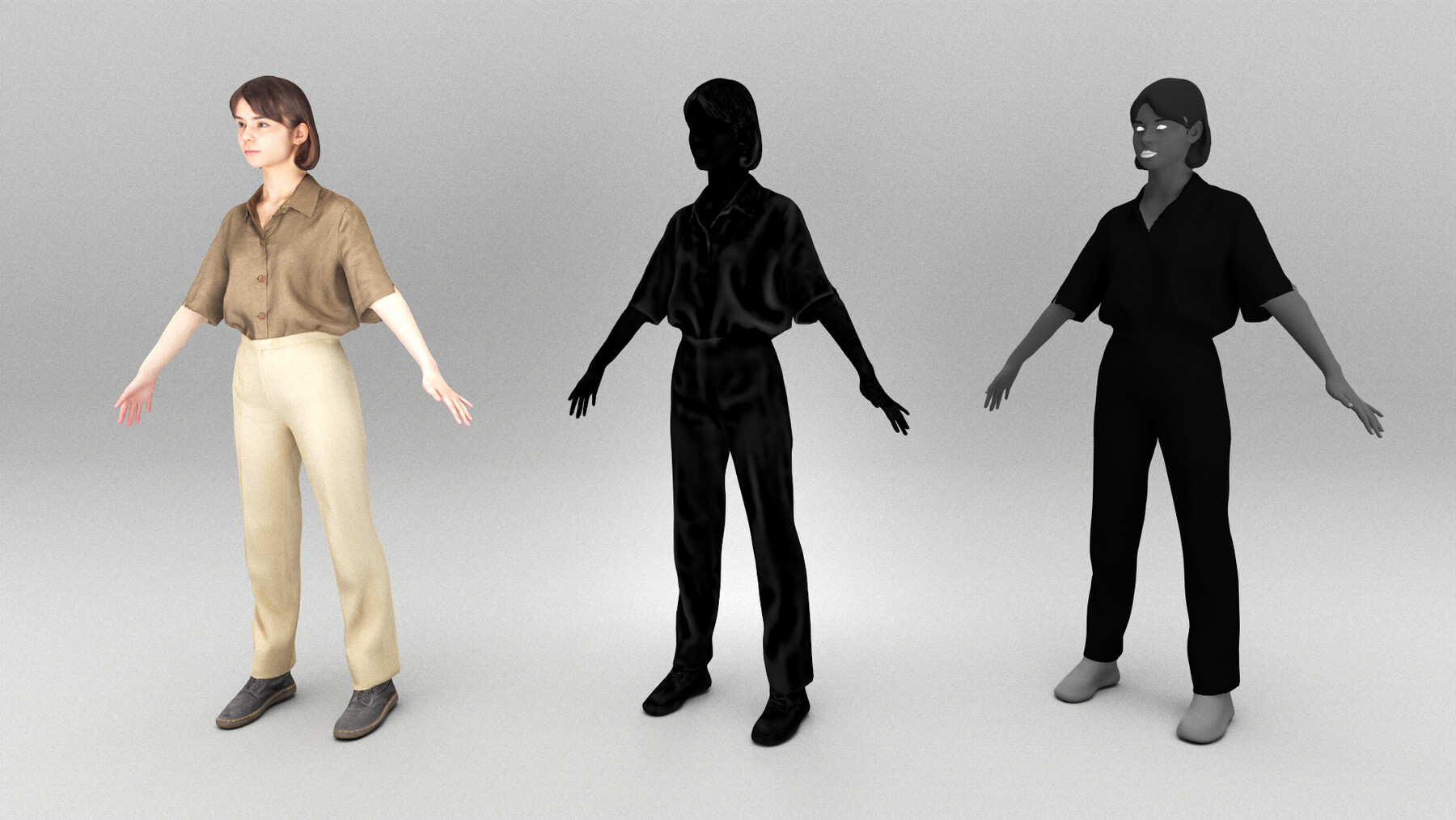 ArtStation - Beautiful woman in brown shirt ready for animation 336 ...