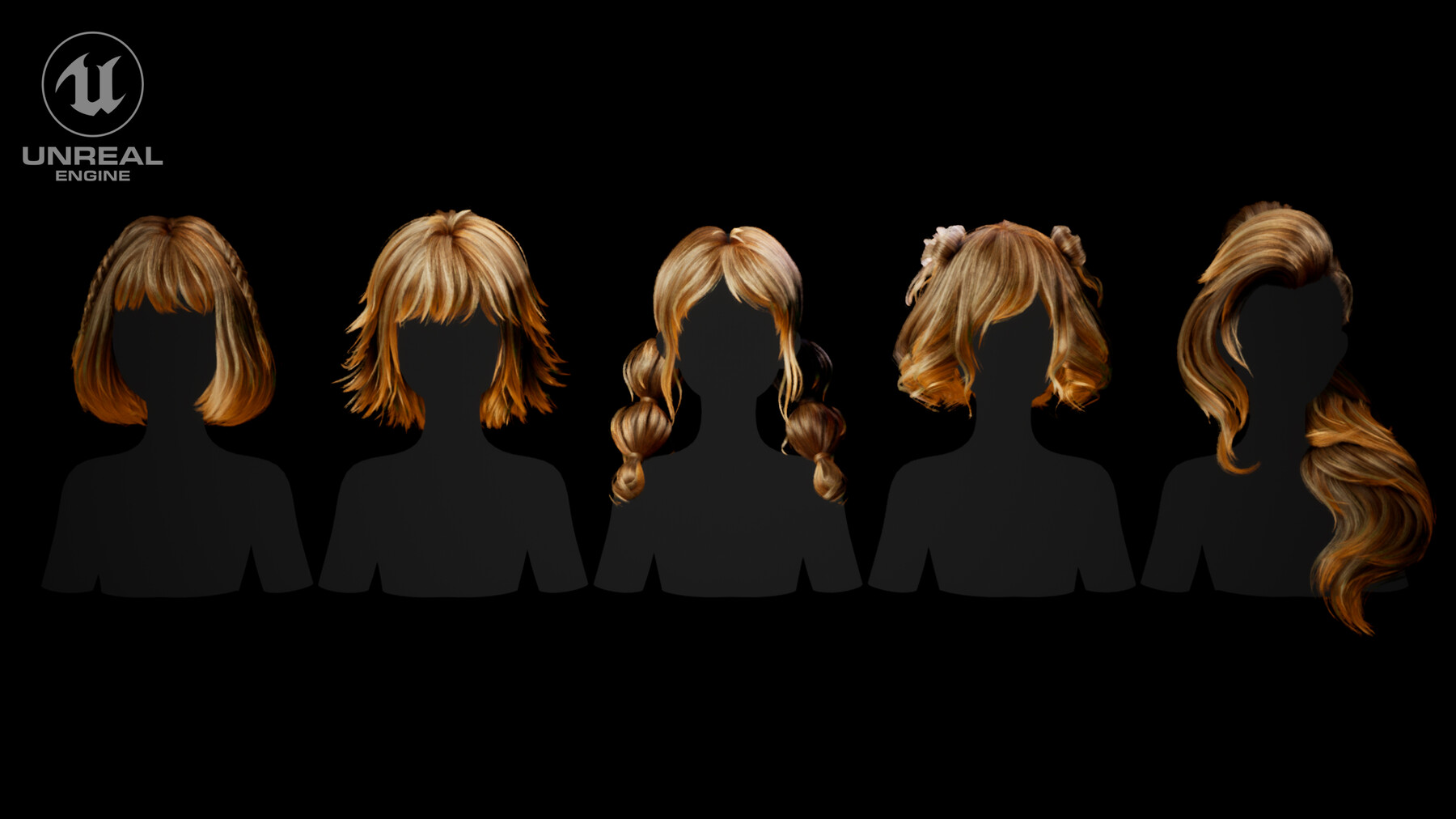 ArtStation - Stylized Hairstyle Pack Vol2 (5 pieces). Low-poly / Game ...