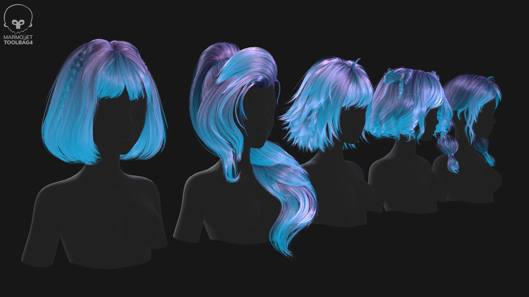 ArtStation - Stylized Hairstyle Pack Vol2 (5 pieces). Low-poly / Game ...