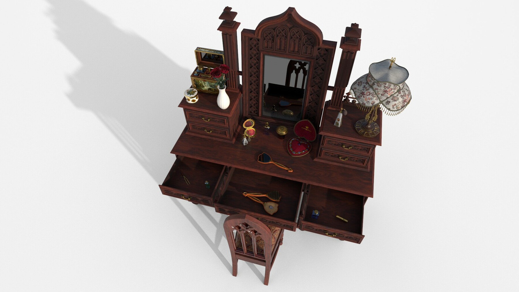 ArtStation - Victorian dressing table (openable) | Game Assets