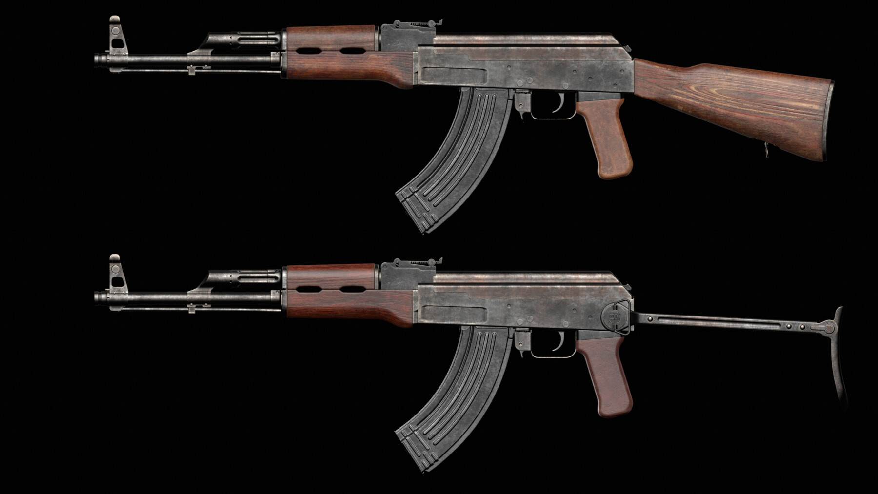 ArtStation - AK-47 / AKS Kalashnikov Assault Rifles (Game Ready) | Game ...
