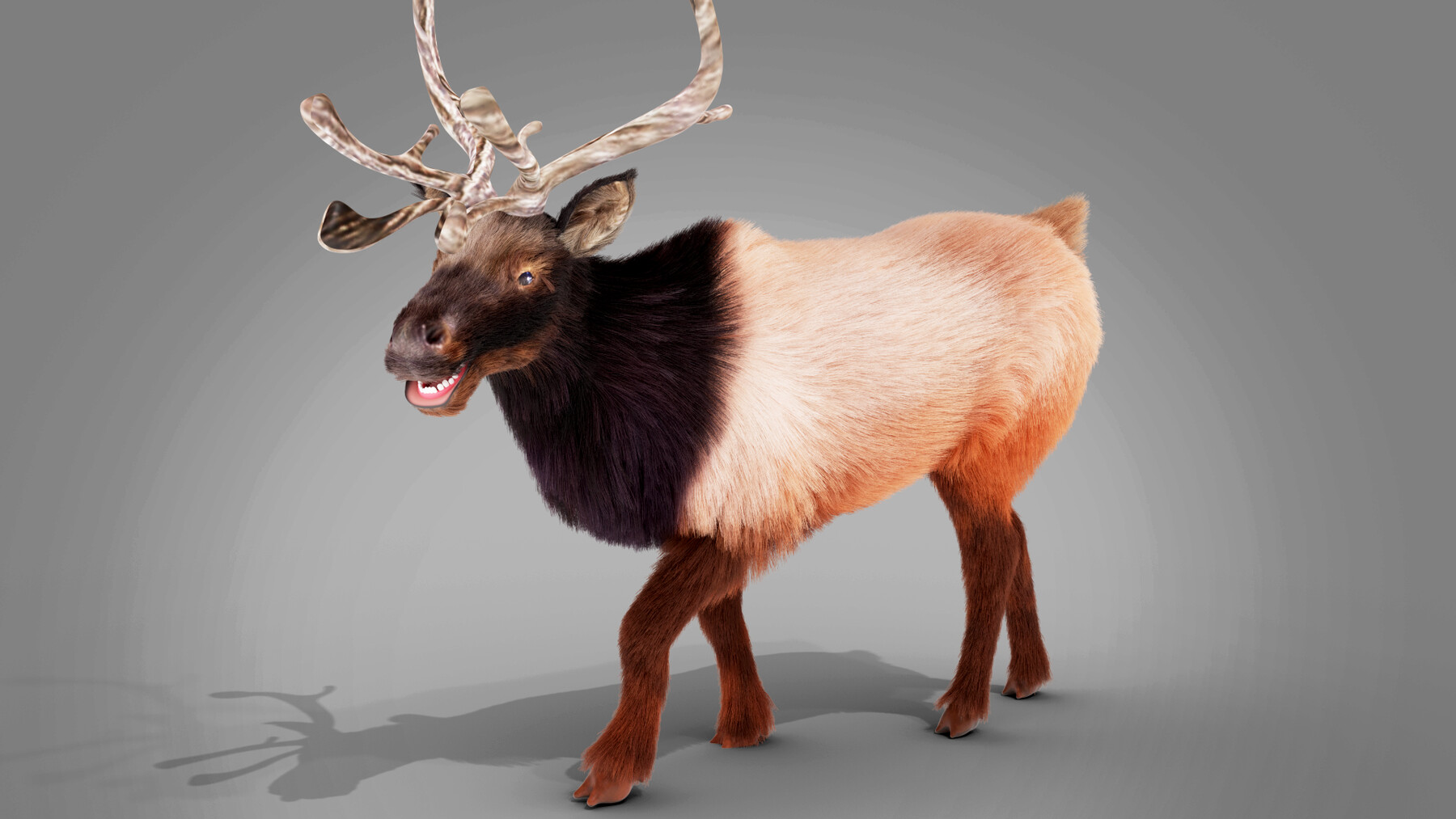 ArtStation - Fur Red Reindeer Rigged Blender | Game Assets