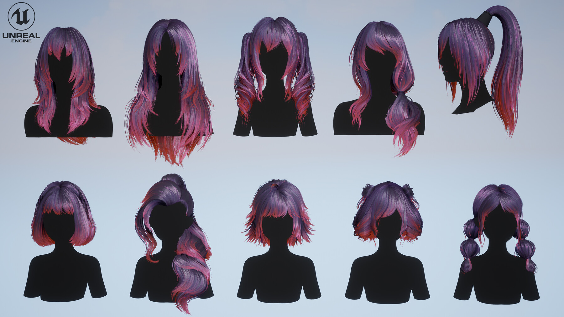 ArtStation - Stylized Hairstyle Pack (10 pieces). Low-poly / Game-ready ...