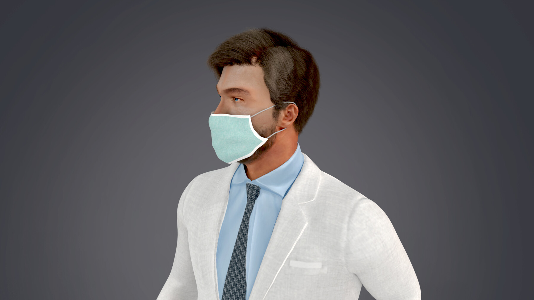 ArtStation - Fur White Suit Man With Face Mask Rigged | Game Assets