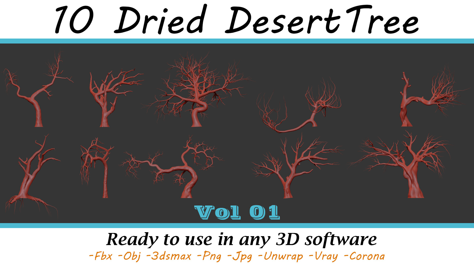 ArtStation - 10 Dried desert tree Vol 01 | Game Assets