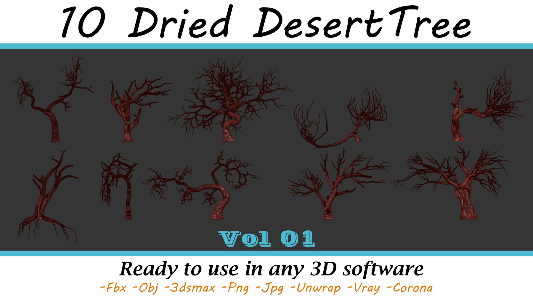 ArtStation - 10 Dried desert tree Vol 01 | Game Assets