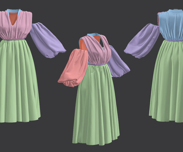 ArtStation - Female draped dress / Marvelous Designer/Clo3D project ...