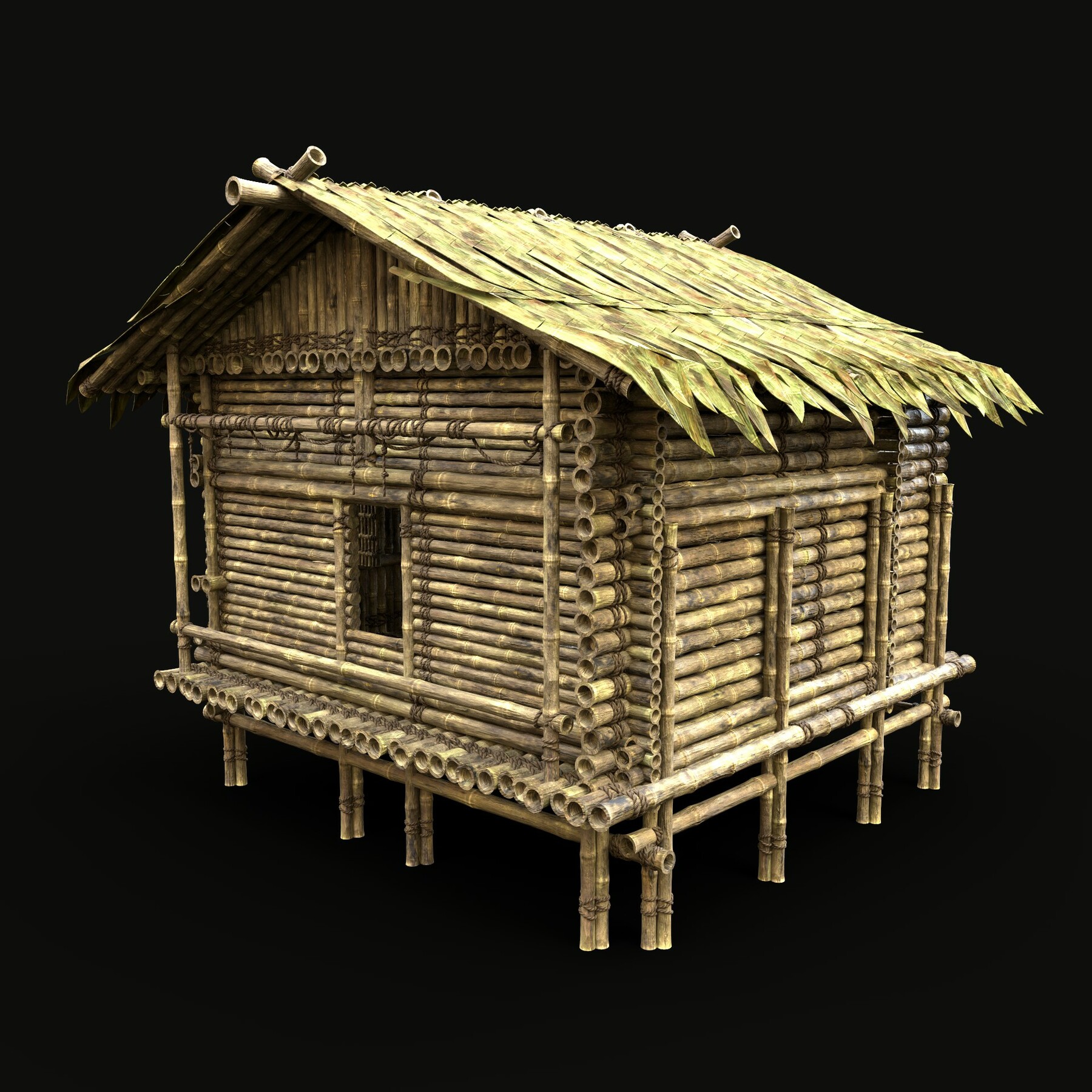ArtStation - BAMBOO HOUSE JUNGLE IMPROVISED SURVIVAL CASTAWAY HUT CABIN ...