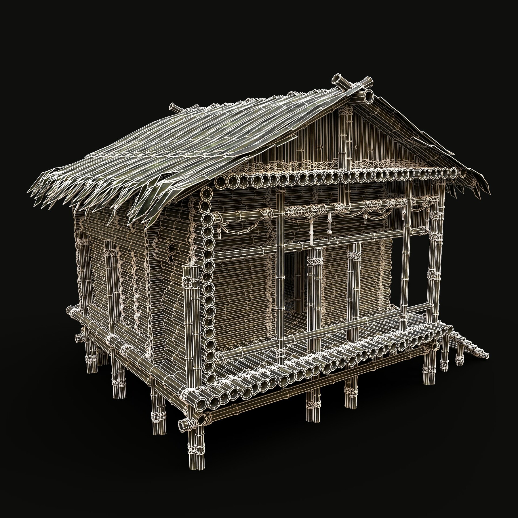 ArtStation - BAMBOO HOUSE JUNGLE IMPROVISED SURVIVAL CASTAWAY HUT CABIN ...