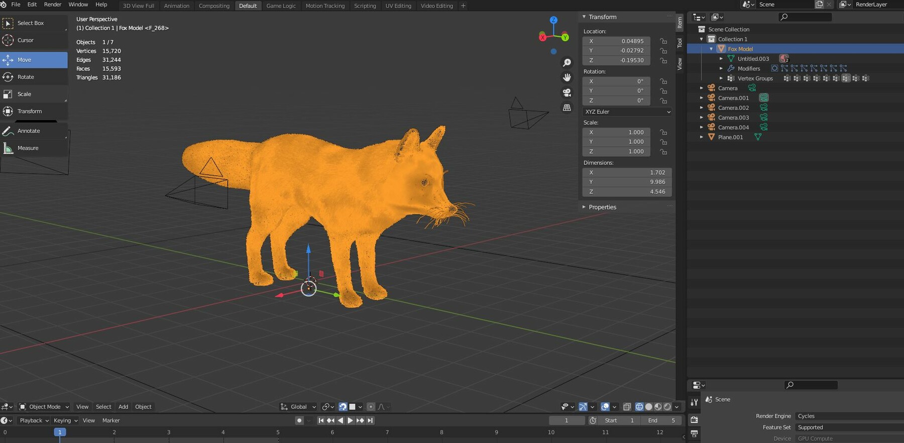 ArtStation - Fur Gray Fox Rigged | Game Assets